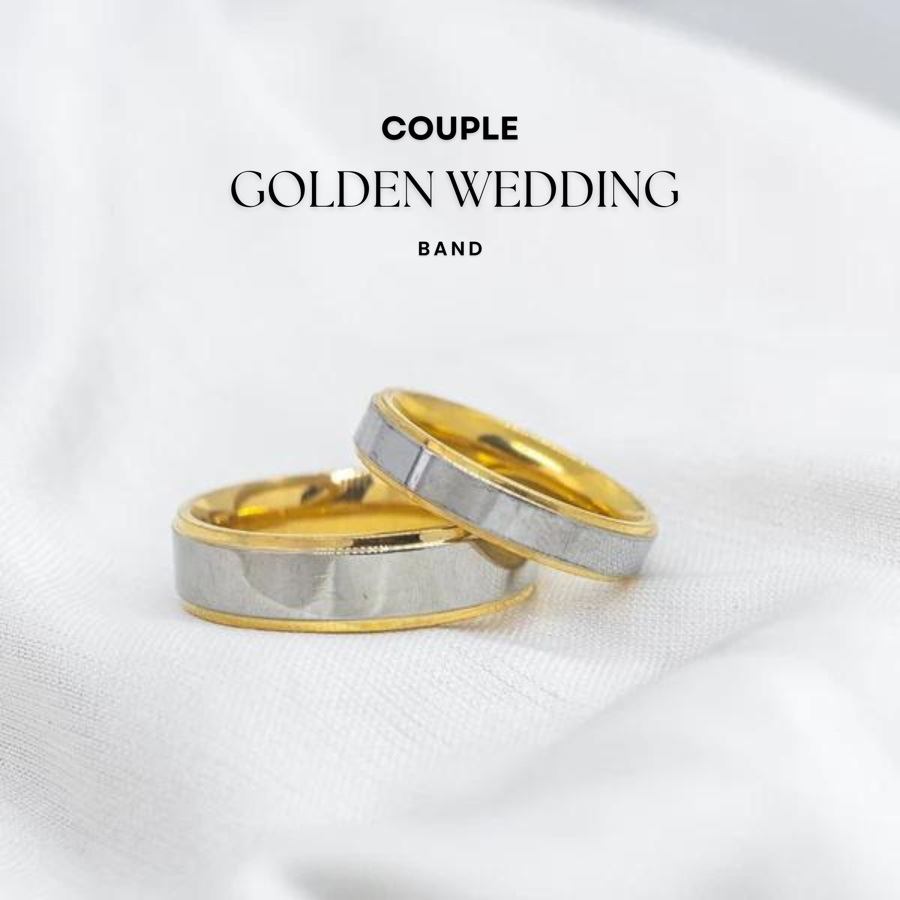 Cutting-Edge Love: Stay Safe with Steel Couple Golden Wedding Bands ...